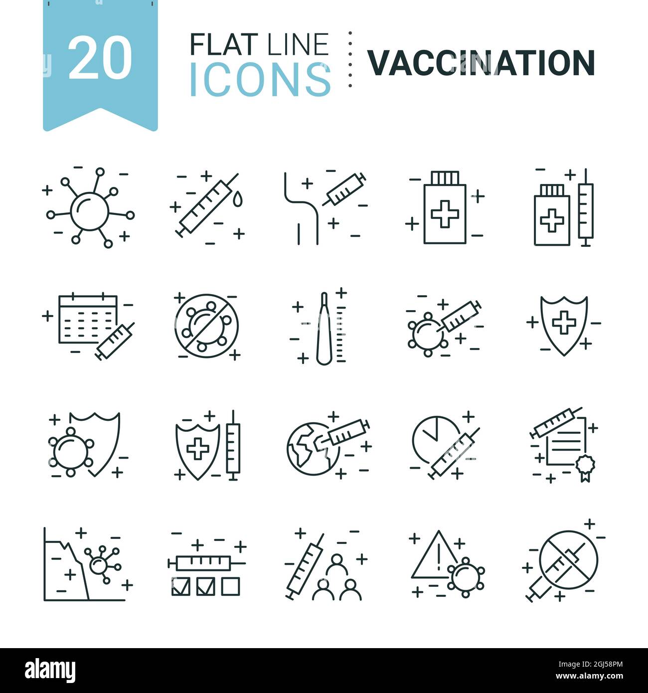 Vaccination and immunization line icon set. Collection Stock Vector ...