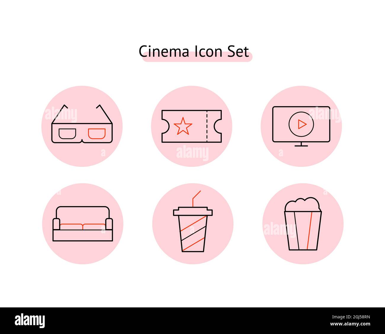 Cinema and movie line icon set. Simple Stock Vector Image & Art - Alamy
