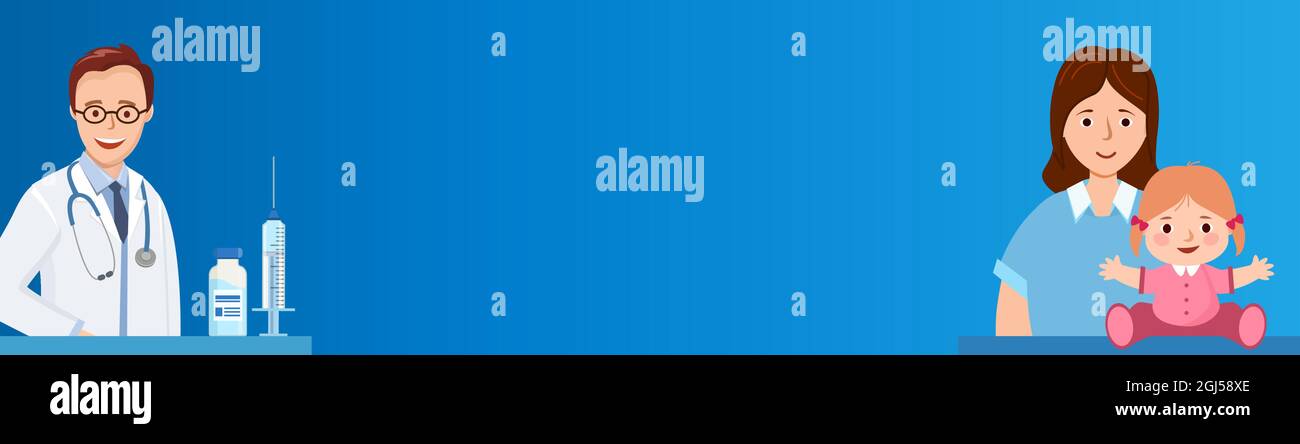 Wide banner Kids vaccination. mother and child at a pediatricians ...