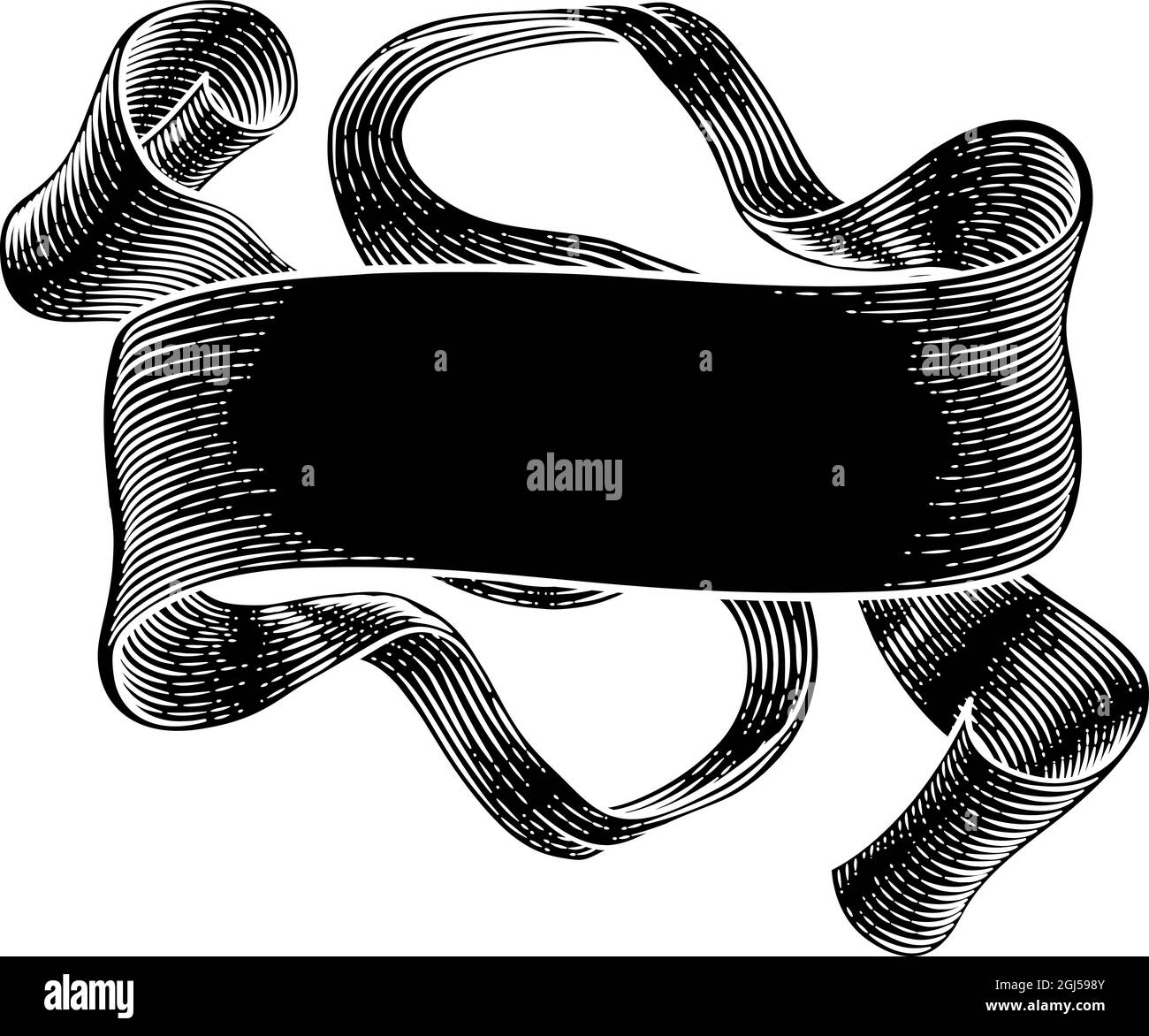 Paper Scroll Ribbon Banner Roll Woodcut Vintage Stock Vector Image ...