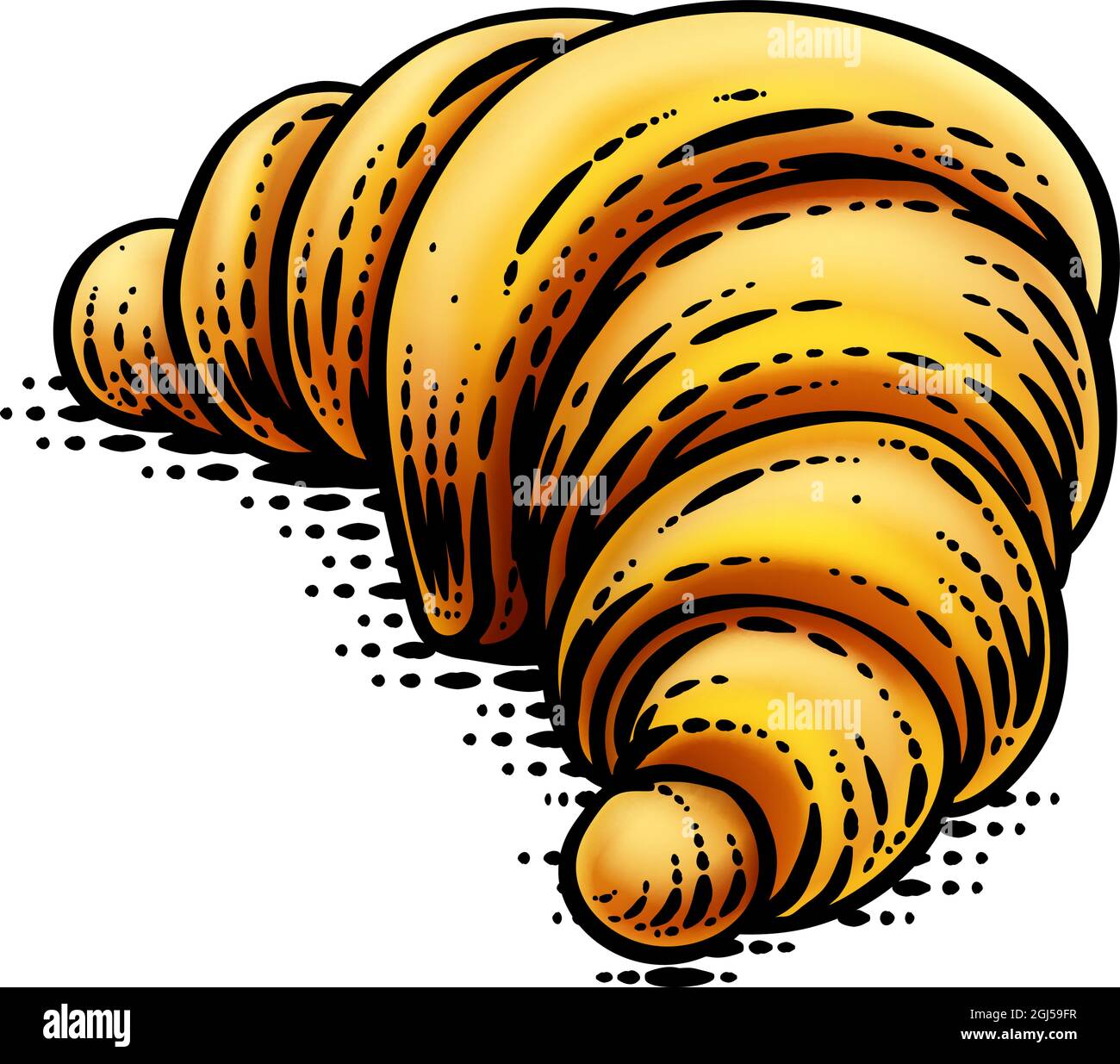 Croissant Pastry Bread Food Drawing Woodcut Stock Vector Image & Art ...