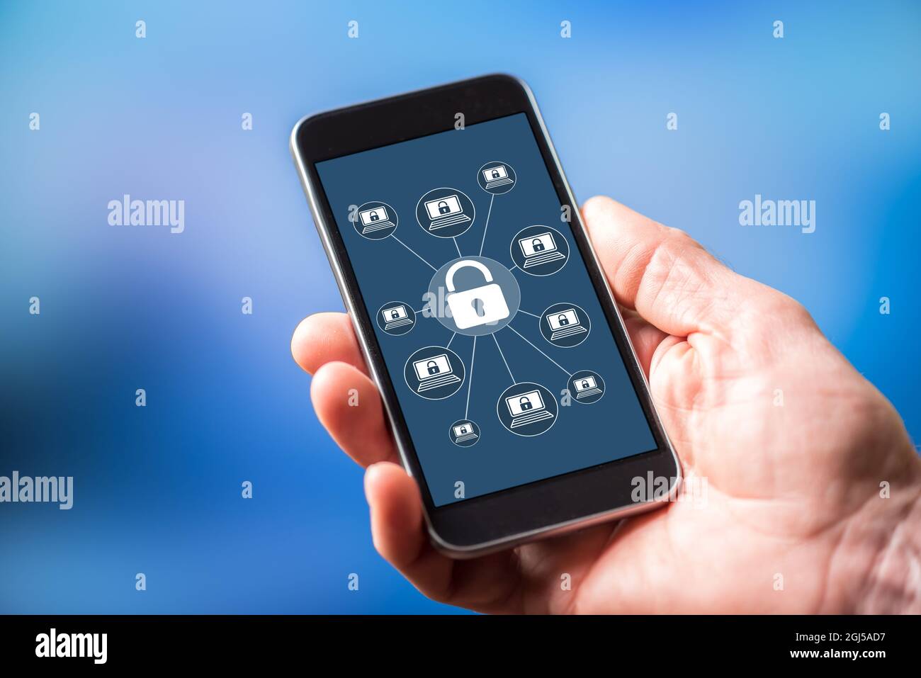 Smartphone screen displaying a cyber security concept Stock Photo - Alamy