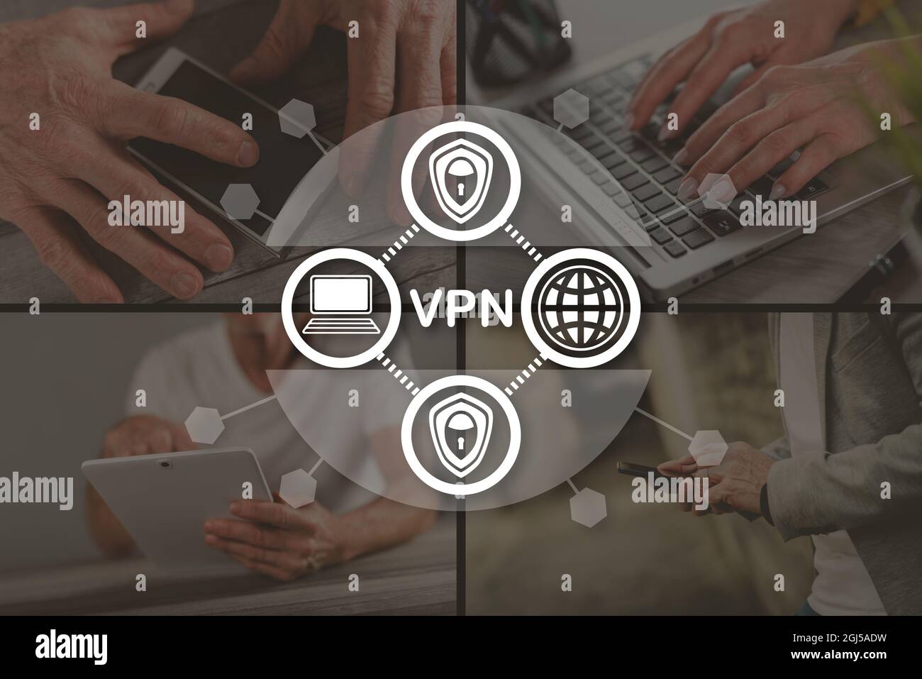 Vpn concept illustrated by pictures on background Stock Photo - Alamy
