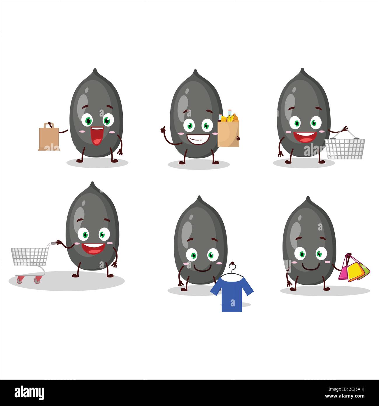 A Rich sunflower seeds mascot design style going shopping. Vector ...