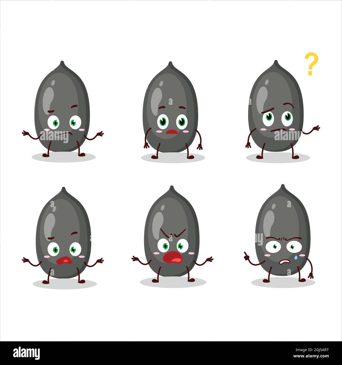 Cartoon character of sunflower seeds with what expression. Vector ...