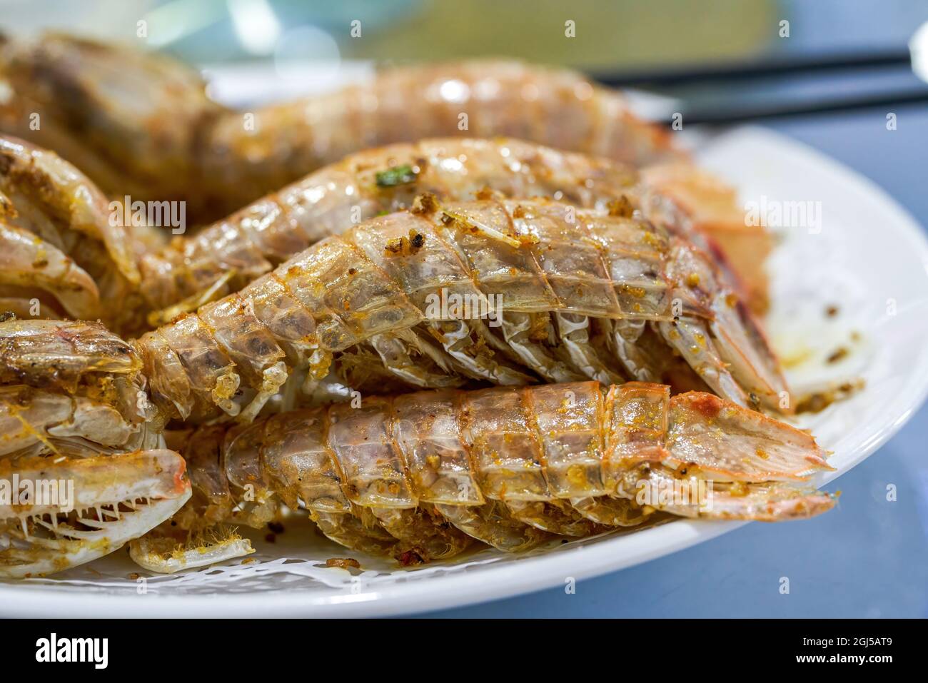 Delicious seafood dish, salt and pepper mantis shrimp Stock Photo - Alamy