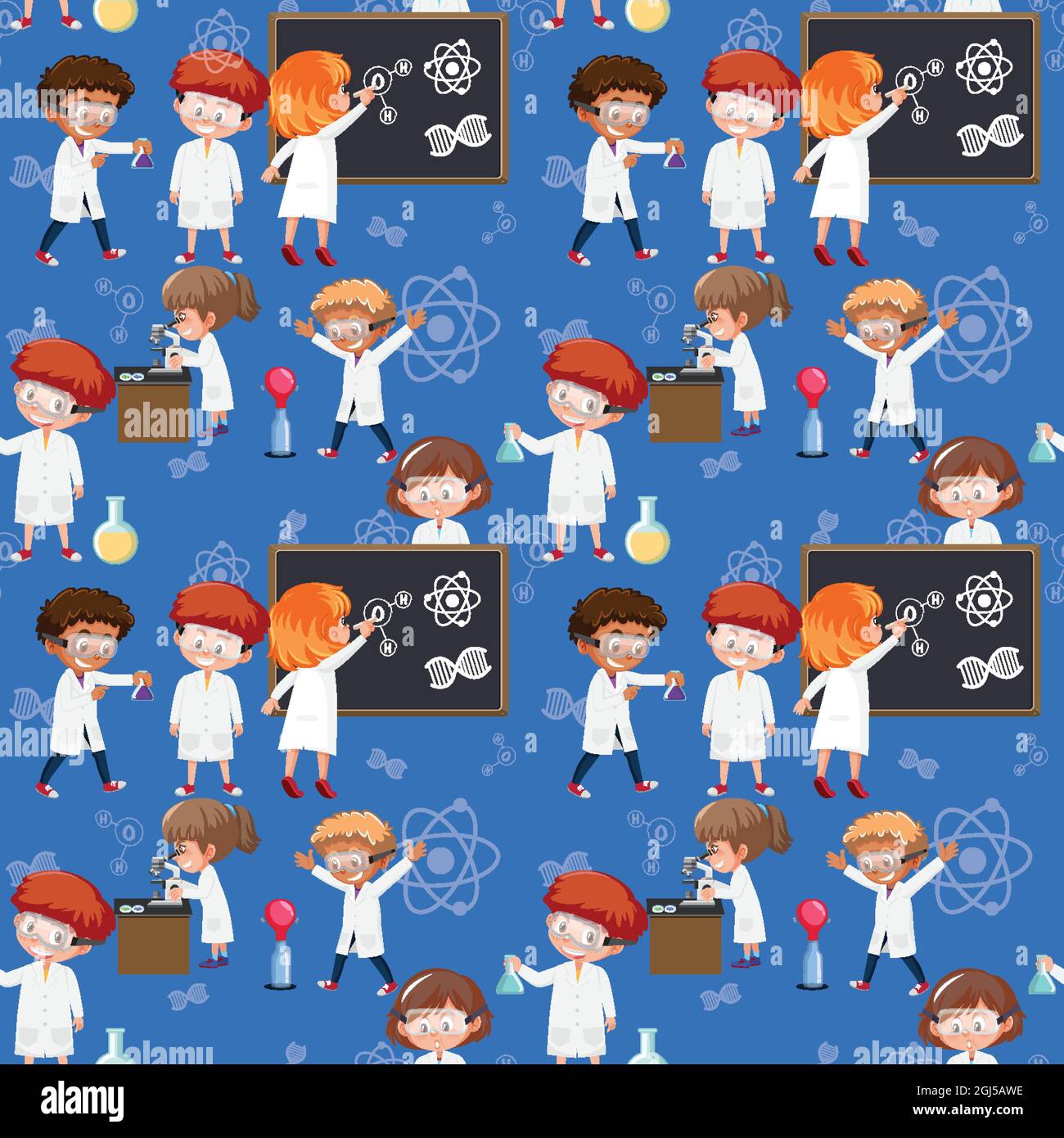 Science kids seamless background illustration Stock Vector Image & Art ...
