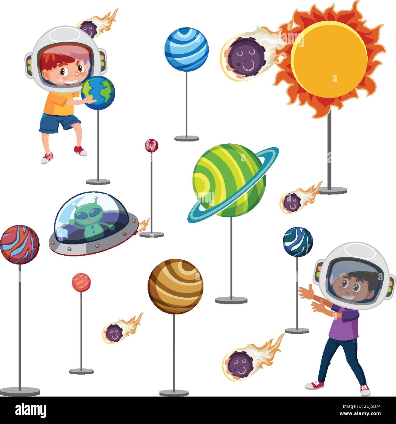 Children learning solar system illustration Stock Vector Image & Art ...