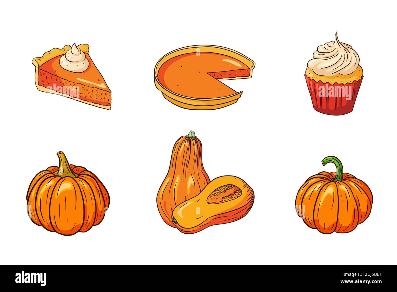 Thanksgiving Food Collection. Autumn Holiday pumpkin dishes Set. Fresh ...