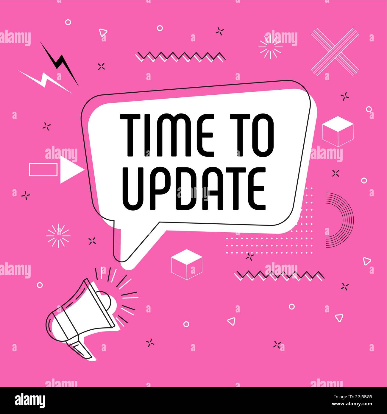 Time to update bubble vector on bright pink background. Comic speech ...