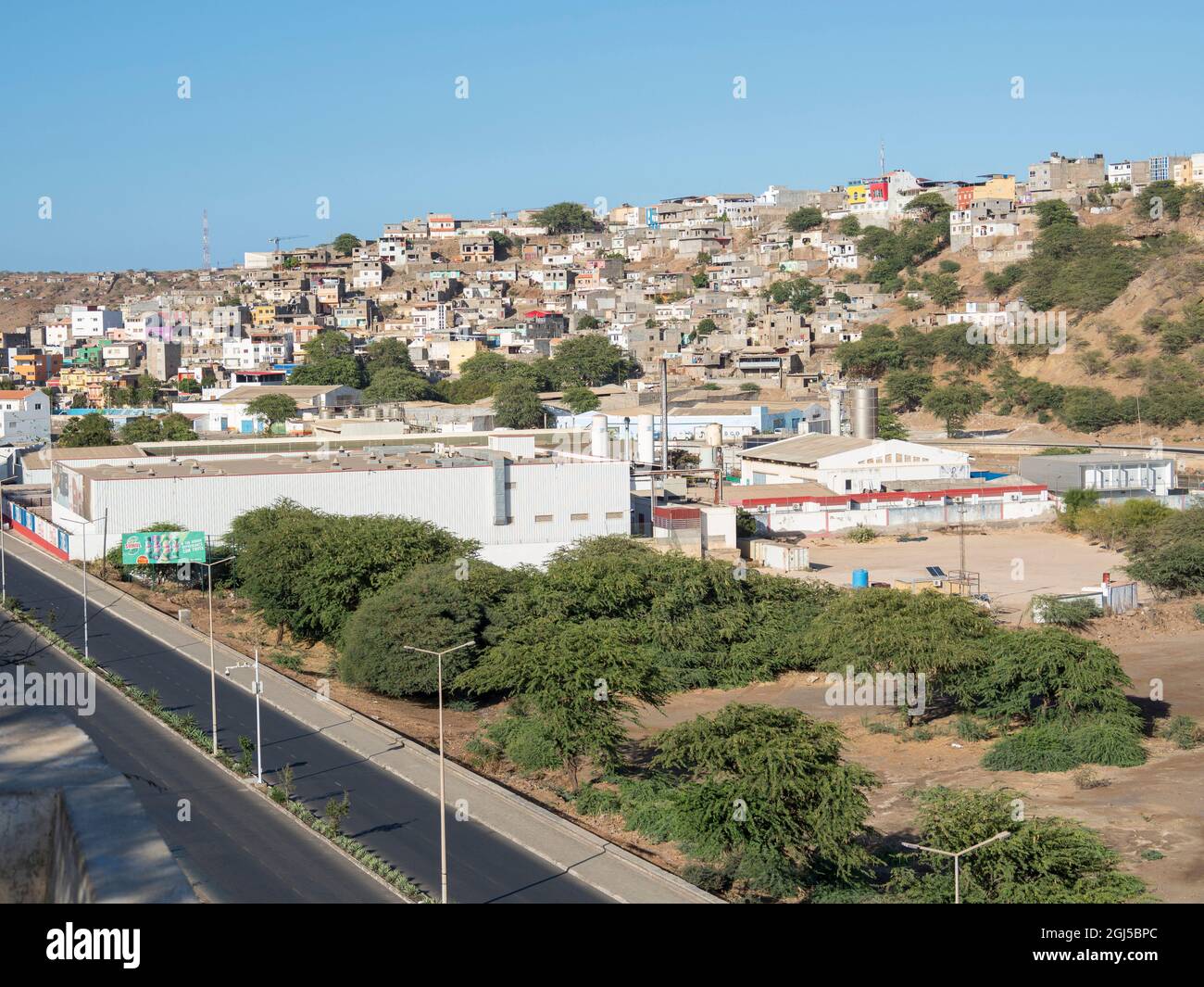 City view from Plato towards the northern quarters. The capital Praia ...