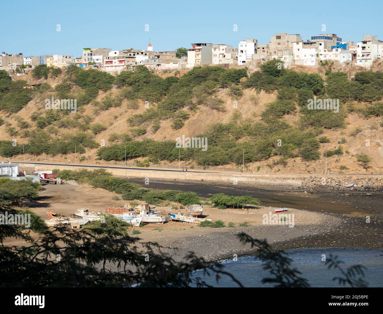 City view from Plato towards the northern quarters. The capital Praia ...