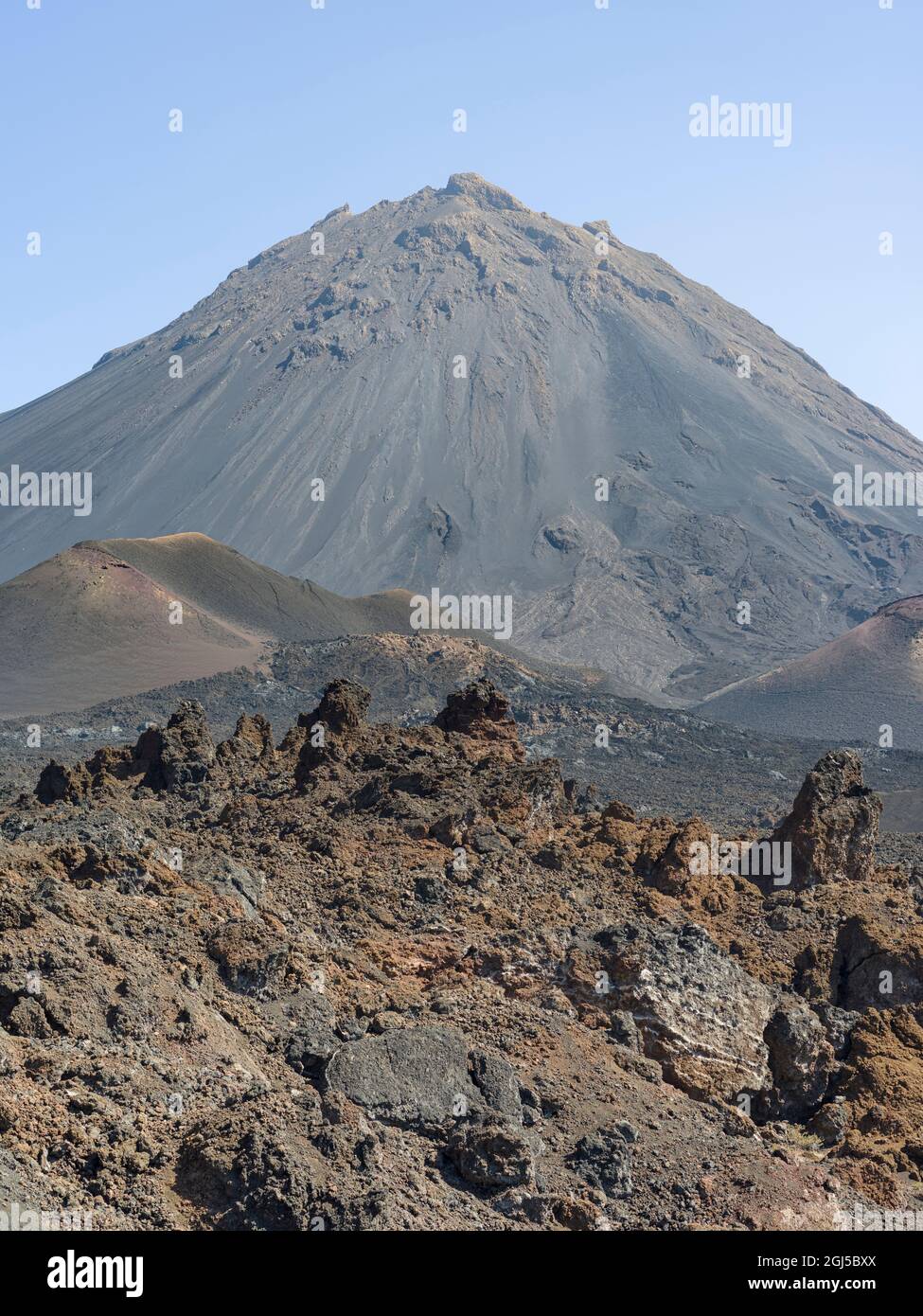 Stratovolcano mount Pico do Fogo. Fogo Island (Ilha do Fogo), part of ...