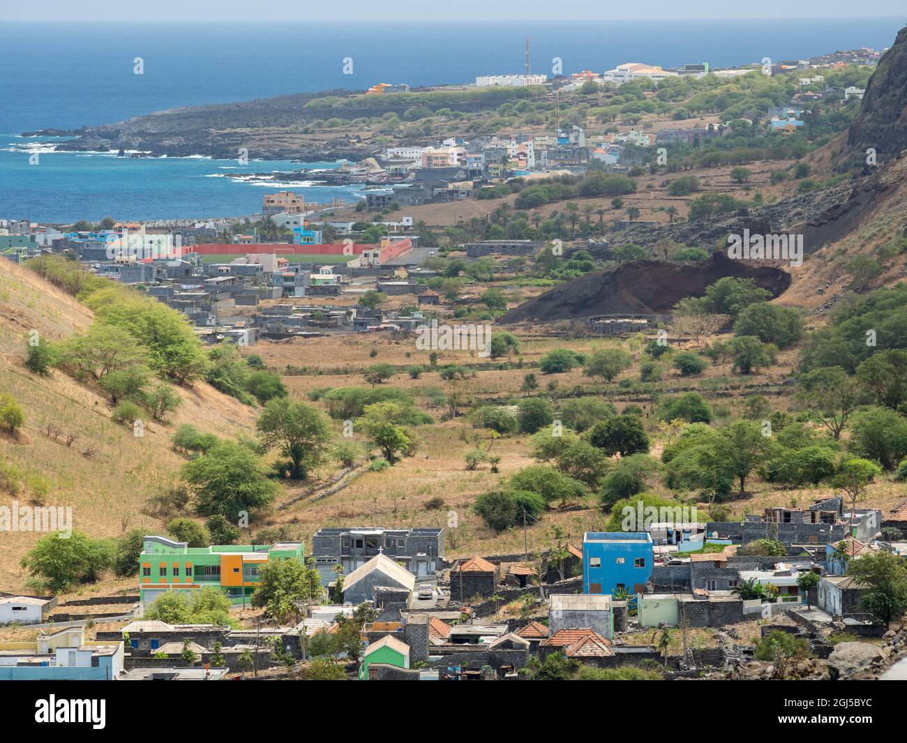 Town Mosteiros in the north of the island Fogo Island (Ilha do Fogo ...