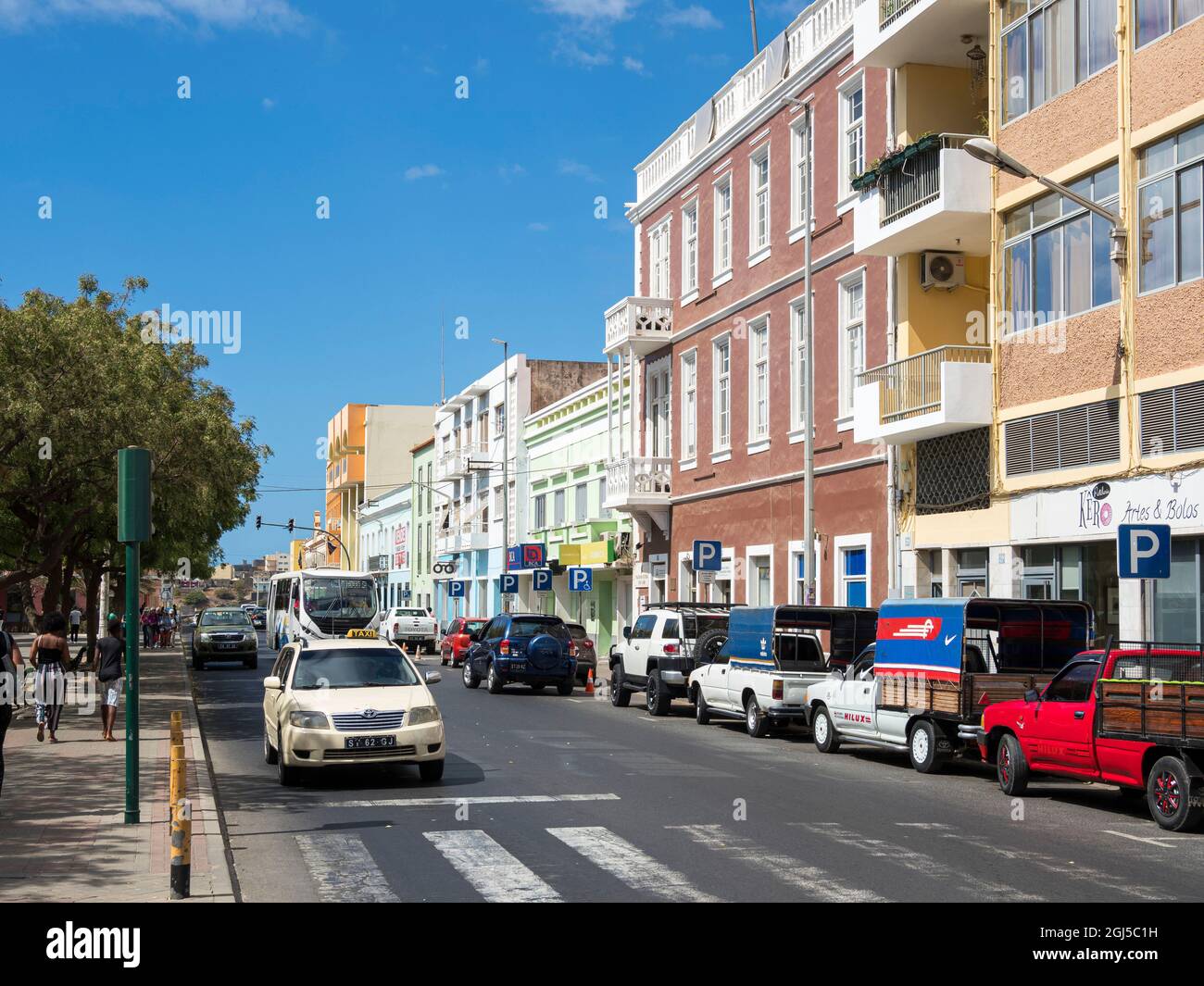 Avenida Amilcar Cabral in Plato. The capital Praia on Santiago Island ...