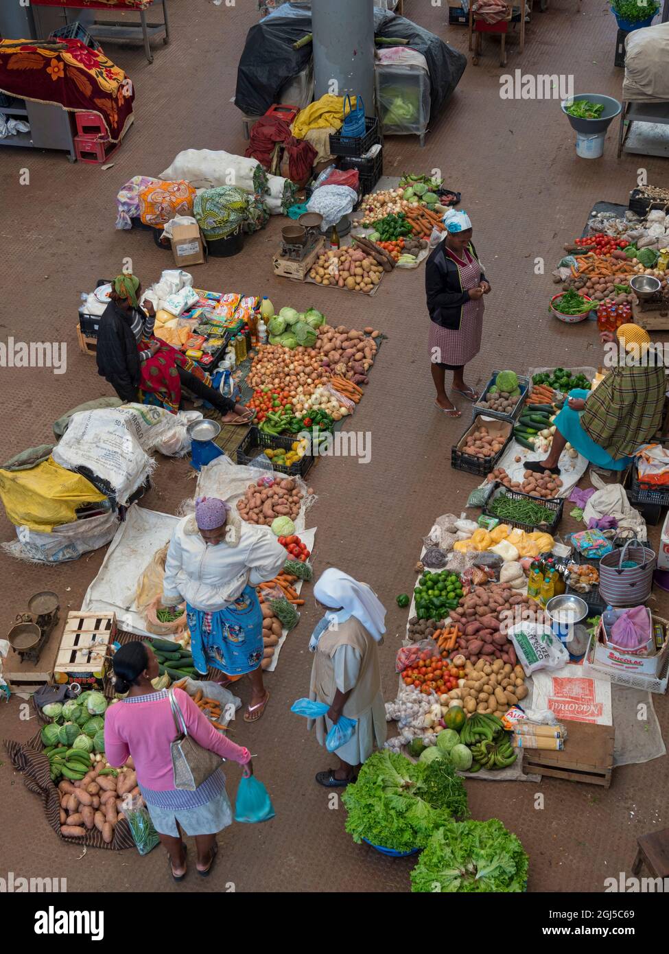 The market. Town of Assomada (Somada). Santiago Island, Cape Verde in ...