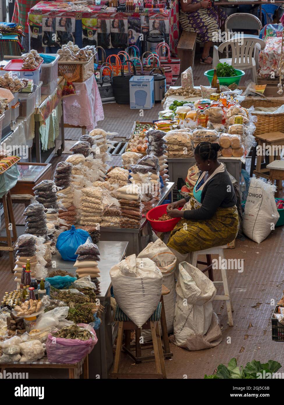 The market. Town of Assomada (Somada). Santiago Island, Cape Verde in ...