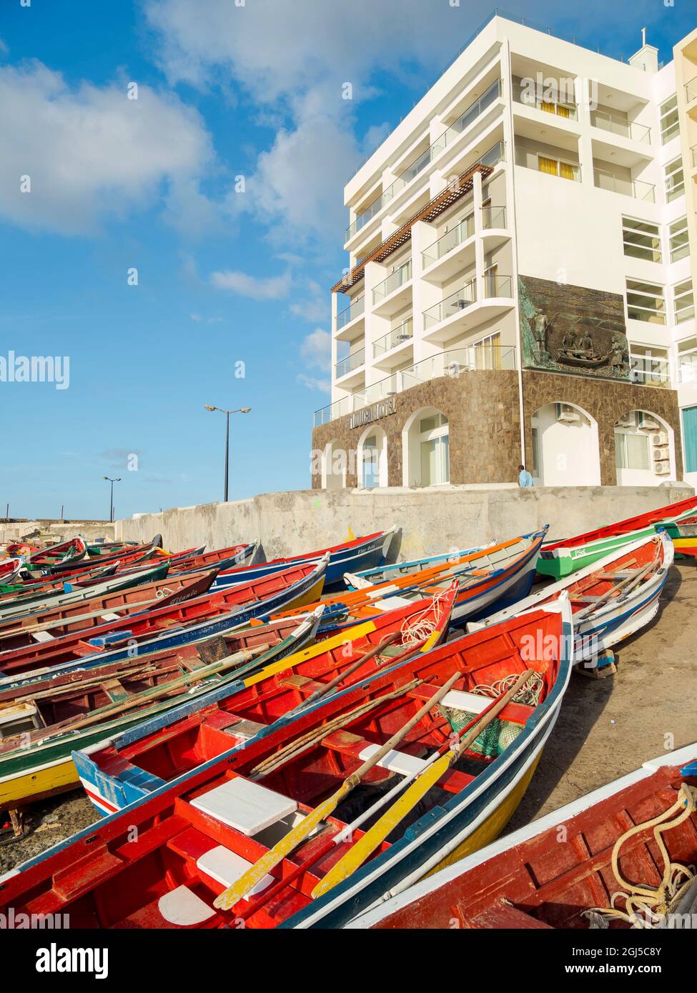 Harbor with traditional colorful fishing boats. Town Ponta do Sol ...