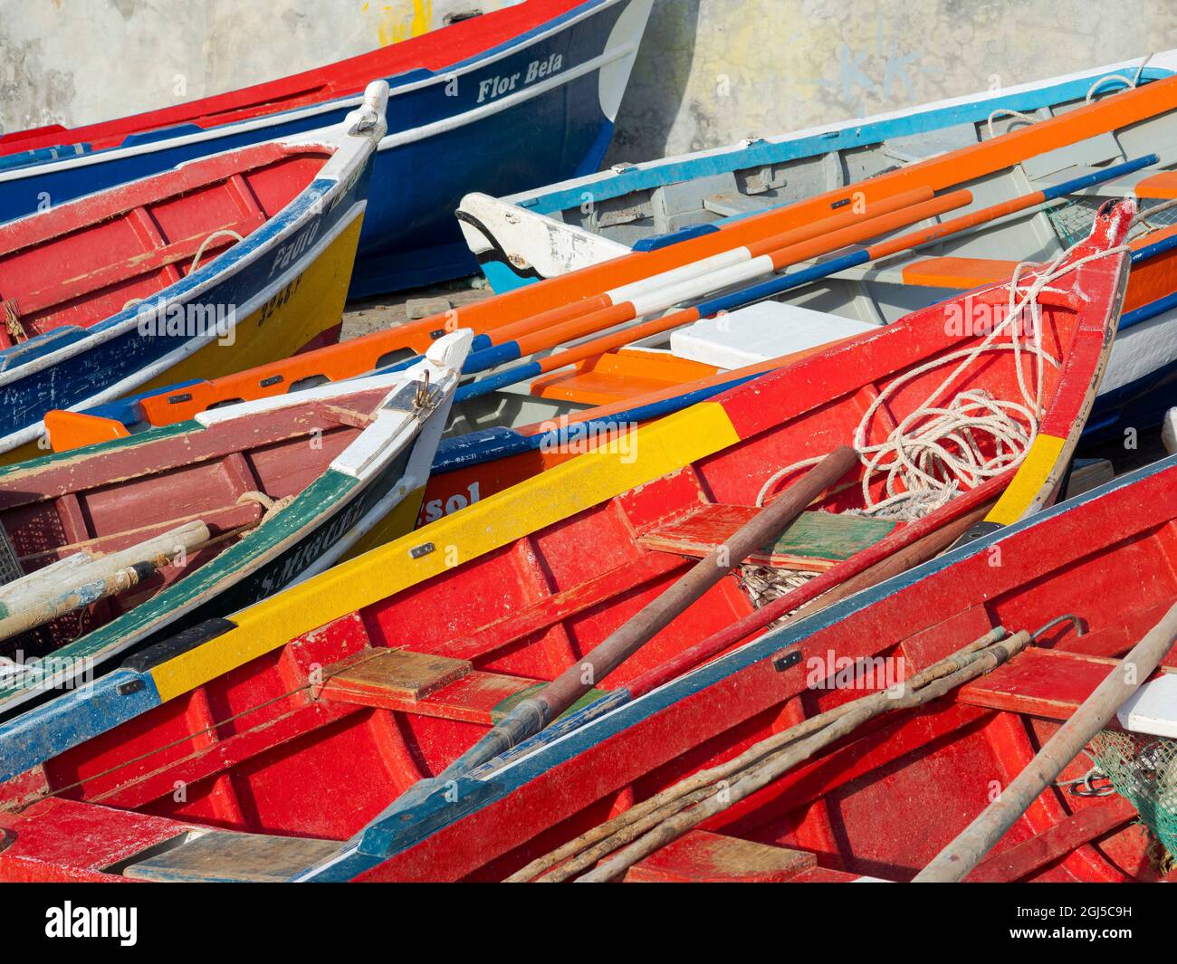 Harbor with traditional colorful fishing boats. Town Ponta do Sol ...