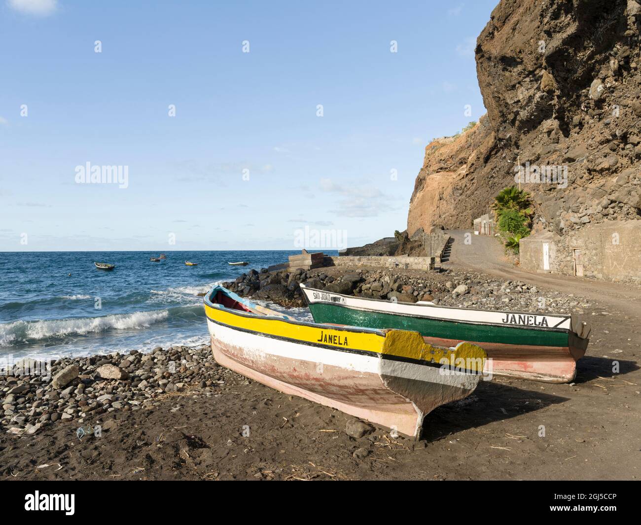 Fishing boats near Pontinha de Janela. Island Santo Antao, Cape Verde ...