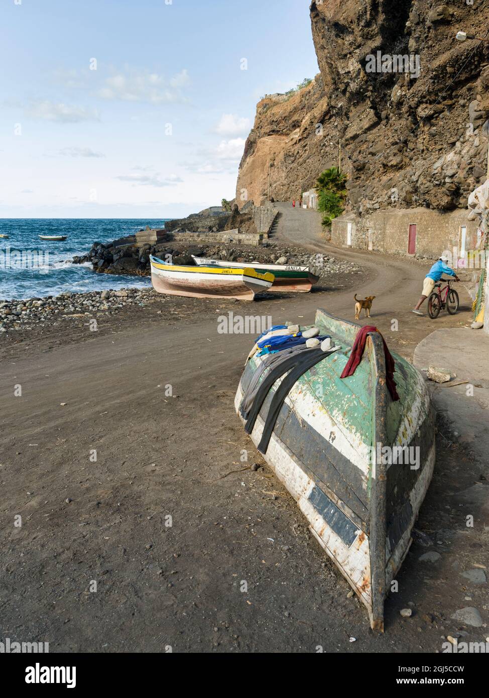 Fishing boats near Pontinha de Janela. Island Santo Antao, Cape Verde ...
