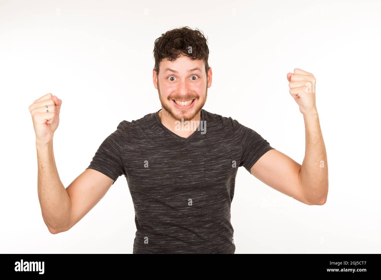 portrait isolated caucasian young man with euphoria expression Stock ...