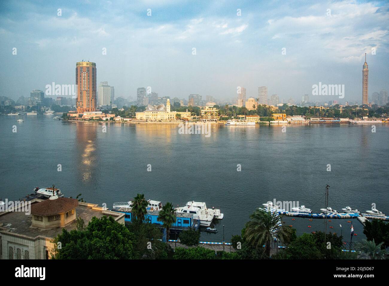 Nile River Expedition, Lower Egypt, early morning view of Nile, Al ...