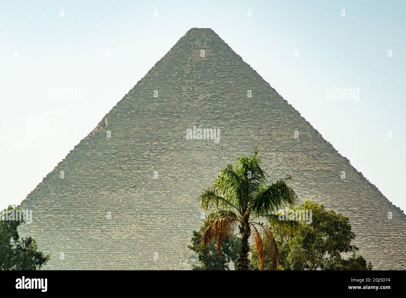 Lower Egypt, Giza on West Bank of Nile, view of Great Pyramids of Giza ...