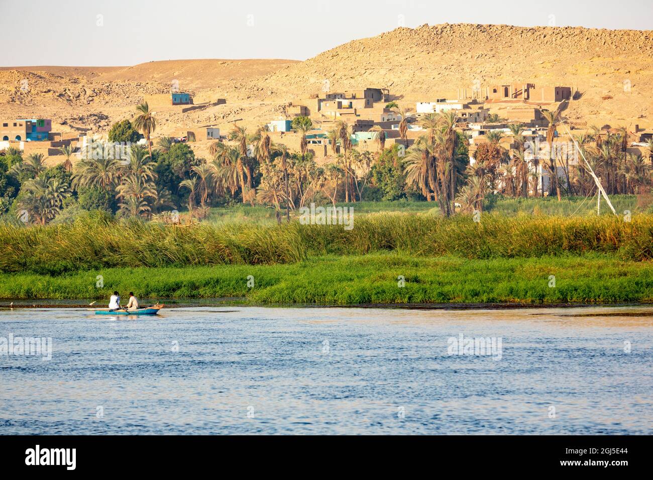 Egypt. Men rowing a small boat in the Nile. (Editorial Use Only Stock ...