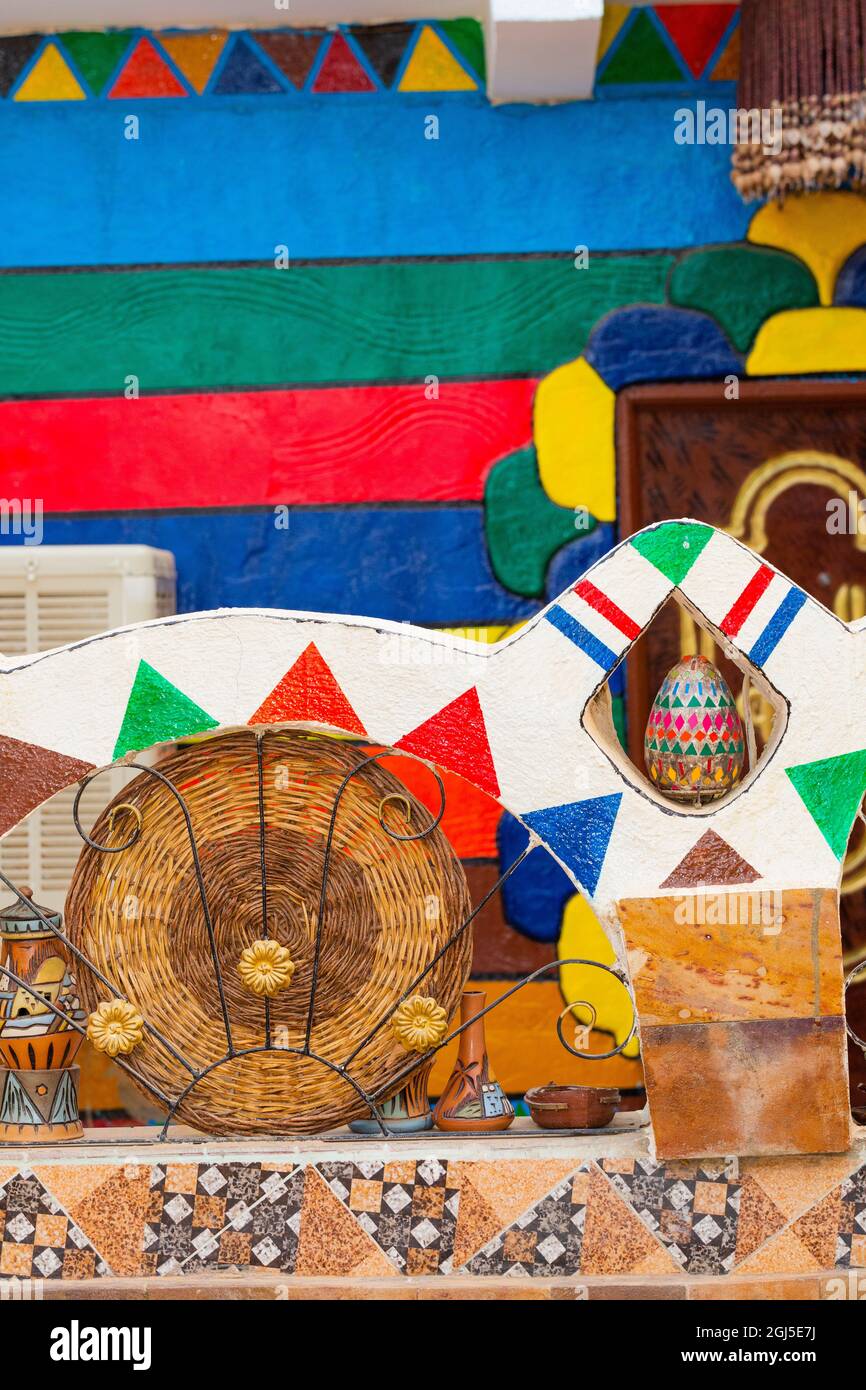 Egypt. Colorful decorations. Nubian village on Elephantine Island ...