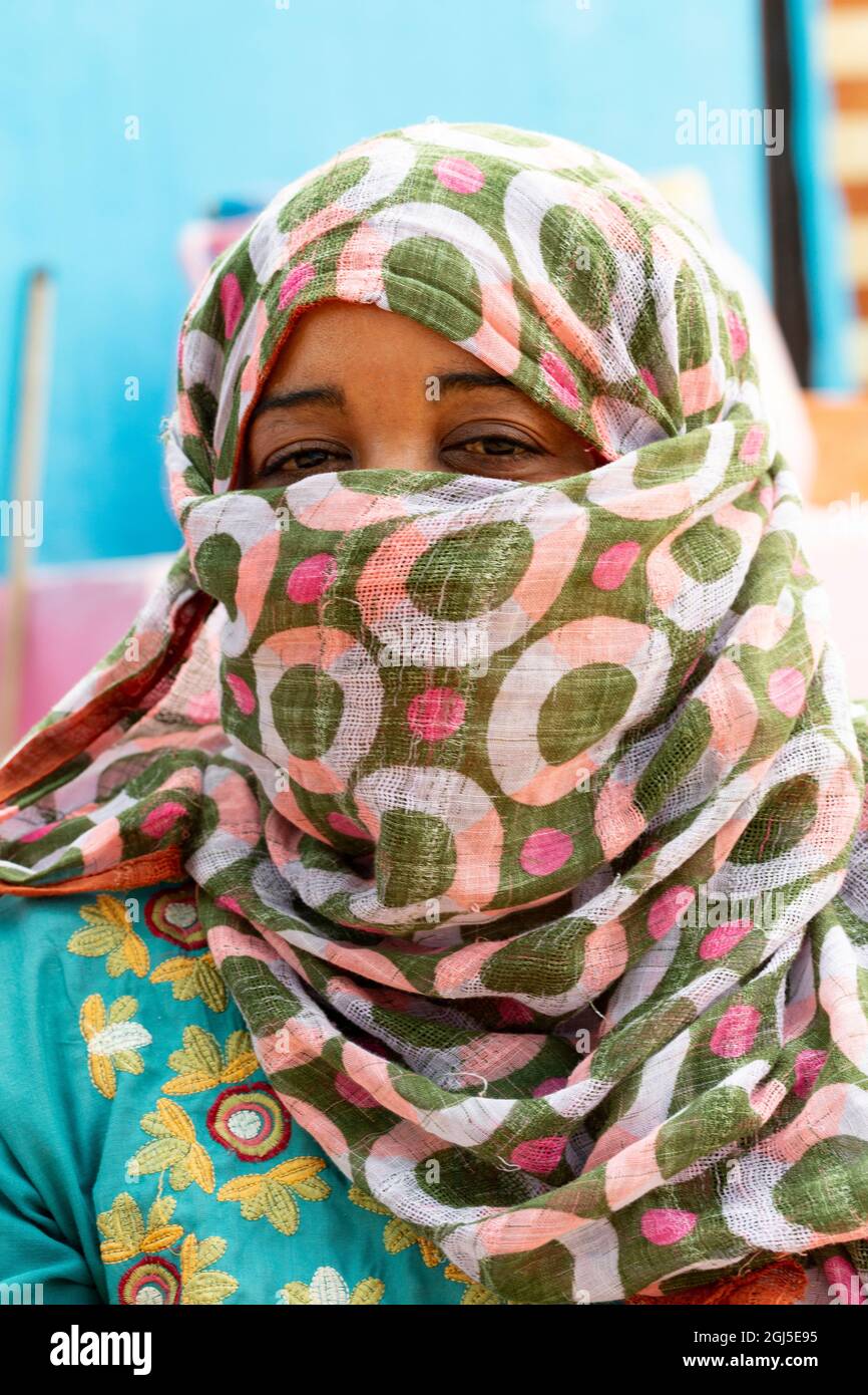 Egypt. Nubian woman. Nubian Village on Elephantine Island, located in ...