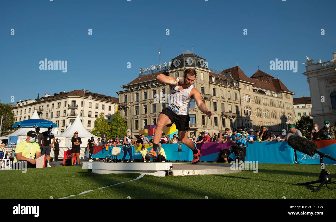 ZURICH - SWITZERLAND 8 SEP 21: Zane Weir of Italy competing in the shot ...