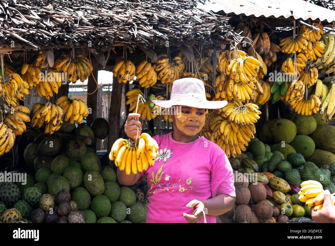Africa, Madagascar, near Andesite, Alaotra-Mangoro Region. A woman with ...