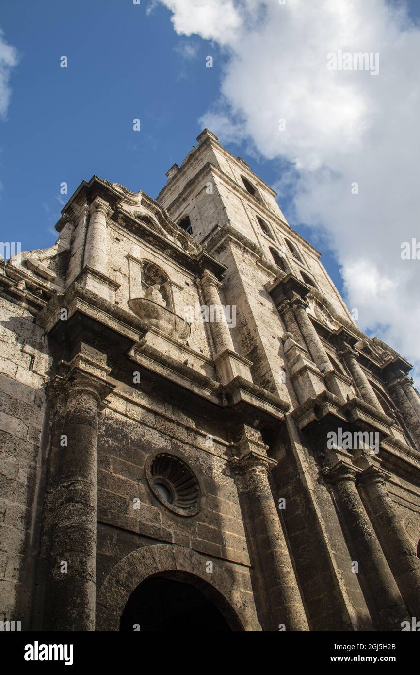 old building, old church in Havana, Cuba, built of stone in the 16th ...