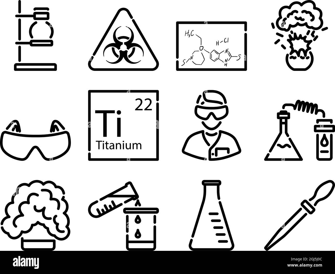 Chemistry Icon Set. Bold outline design with editable stroke width ...