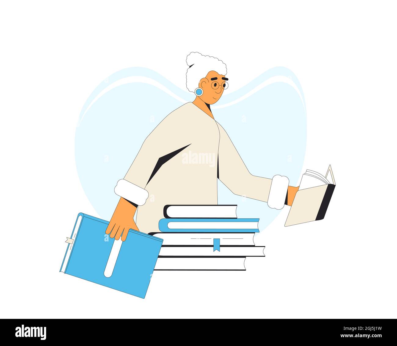 Elderly reading woman portrait. Old female person reading a book ...