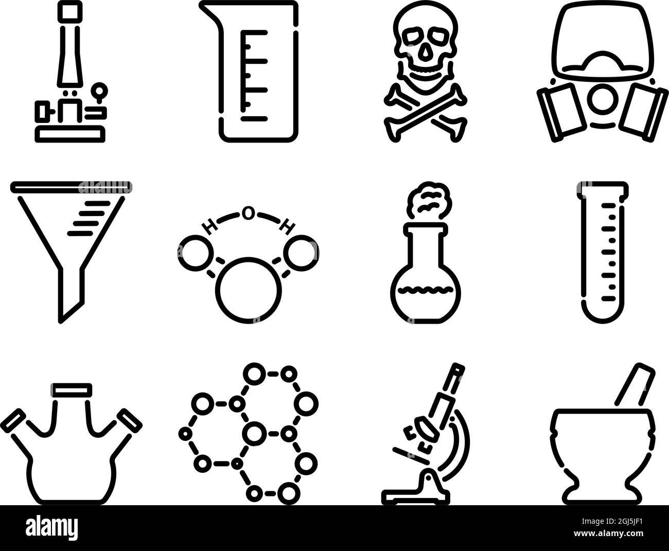 Chemistry Icon Set. Bold outline design with editable stroke width ...