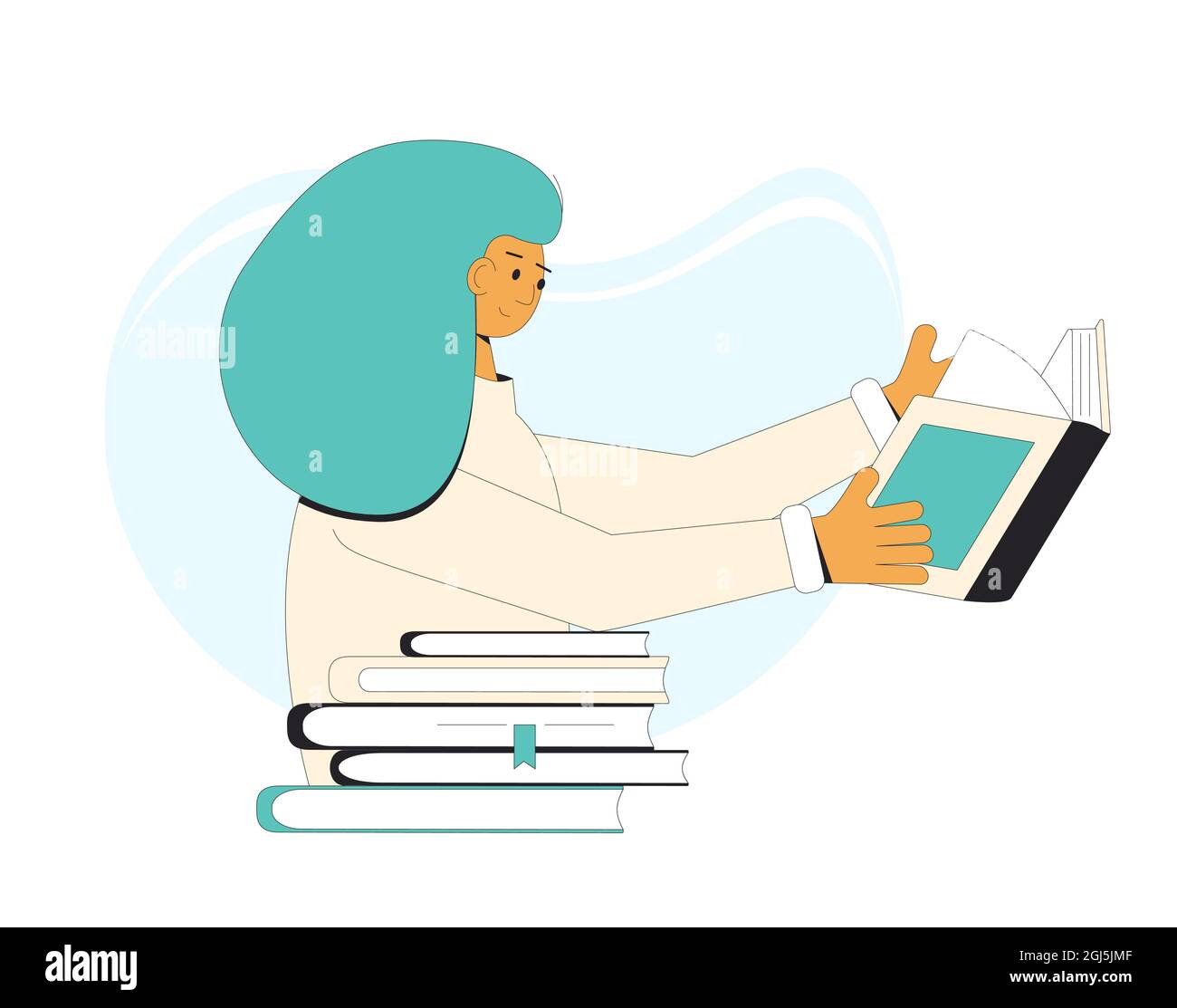 Teenage girl portrait with book isolated on white background ...