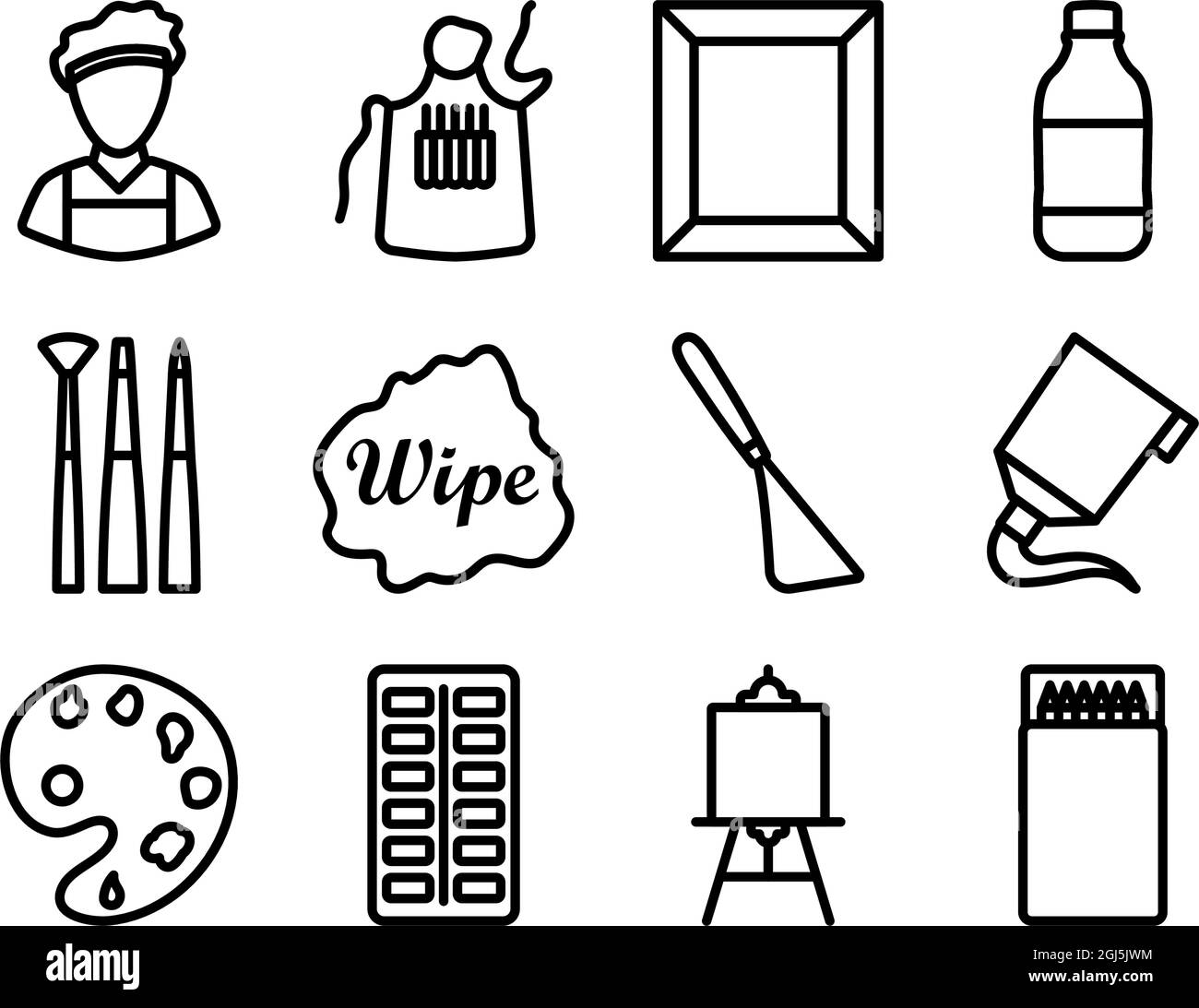Painting Icon Set. Bold outline design with editable stroke width ...