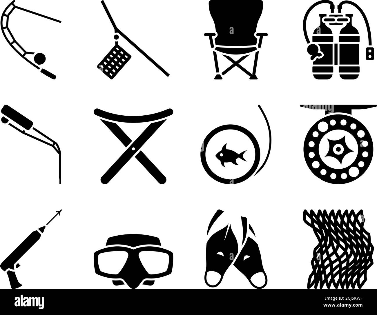 Fishing Icon Set. Fully editable vector illustration. Text expanded ...