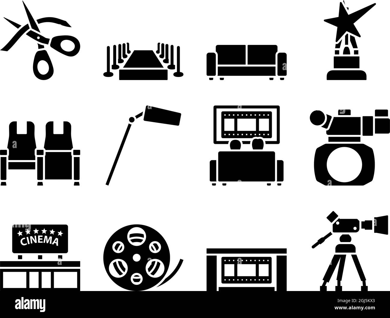 Cinema Icon Set. Fully editable vector illustration. Text expanded ...