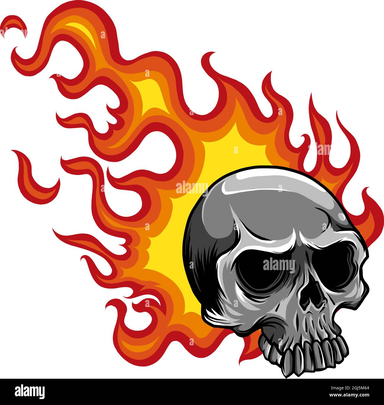 Skull on Fire with Flames Vector Illustration Stock Vector Image & Art ...