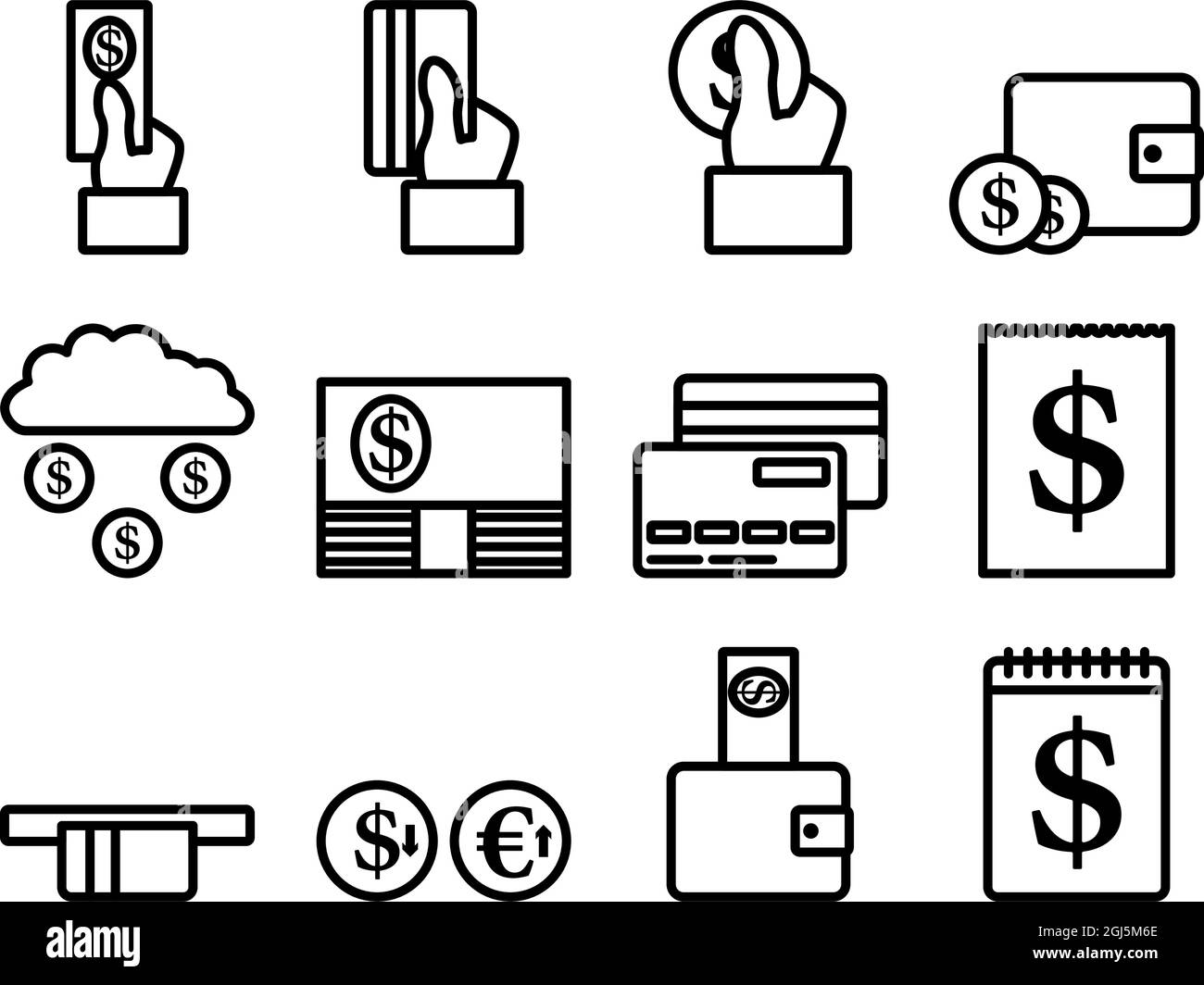 Money Icon Set. Bold outline design with editable stroke width. Vector ...