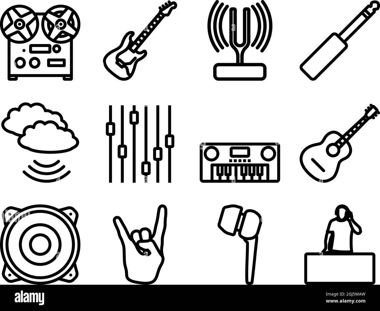 Music Icon Set. Bold outline design with editable stroke width. Vector ...