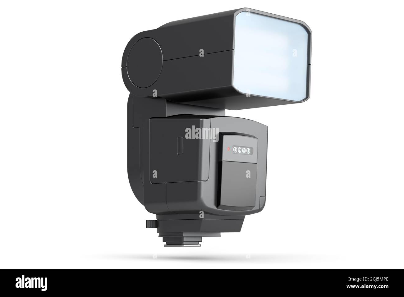 Camera external flash speedlight isolated on white background. 3D ...