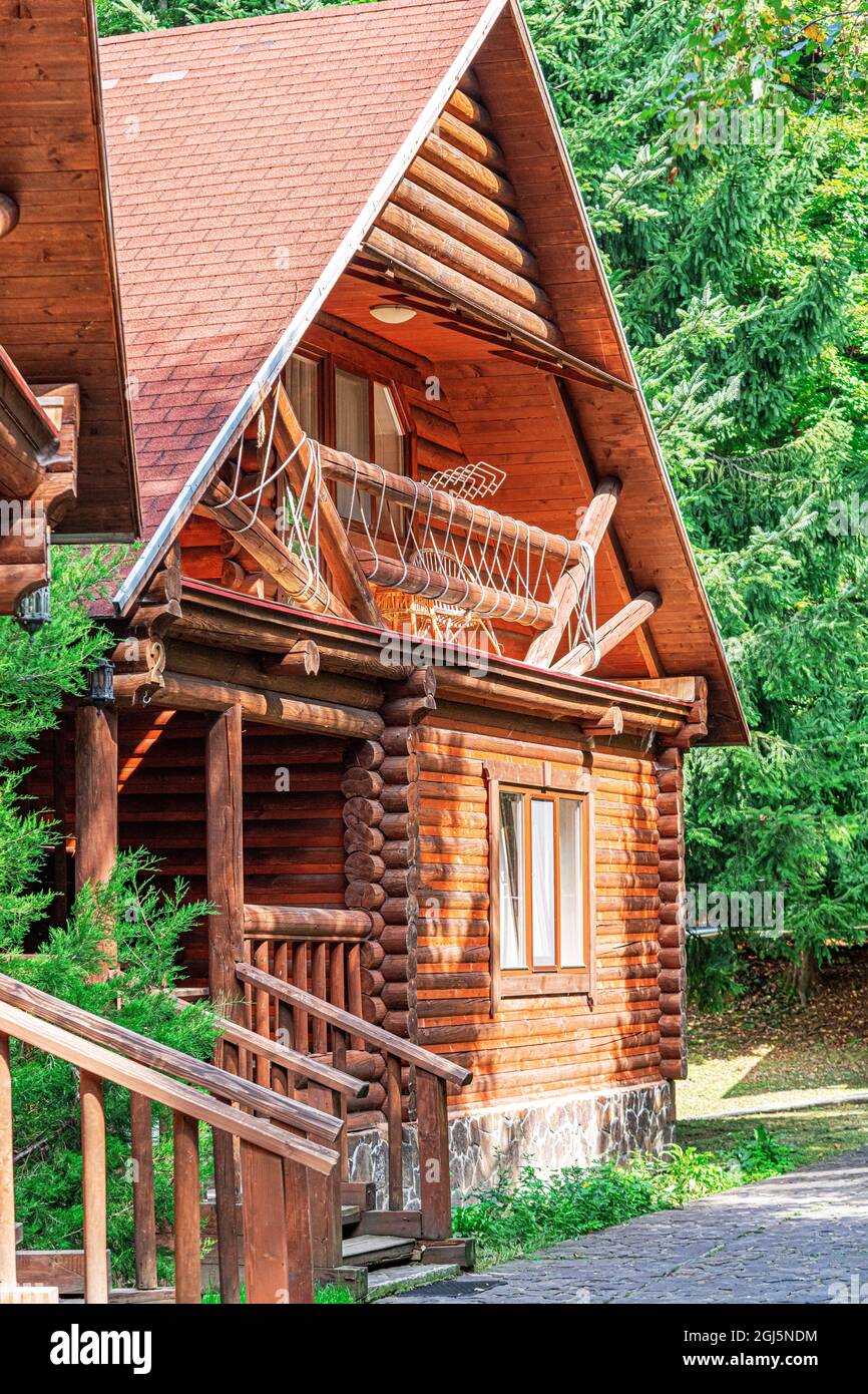 Log house in the forest Stock Photo - Alamy