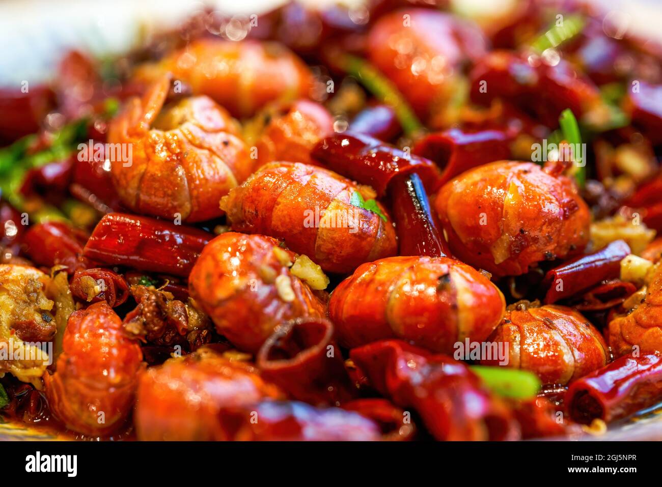 A dish of spicy and delicious spicy crayfish tails Stock Photo - Alamy