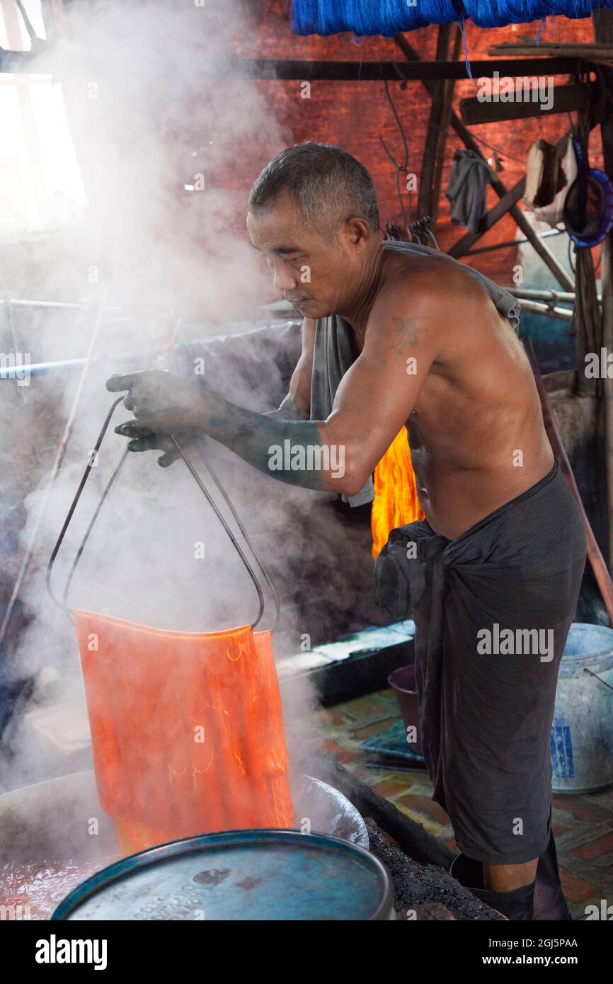 Men working in fabric factory in Mandalay, Myanmar Stock Photo - Alamy