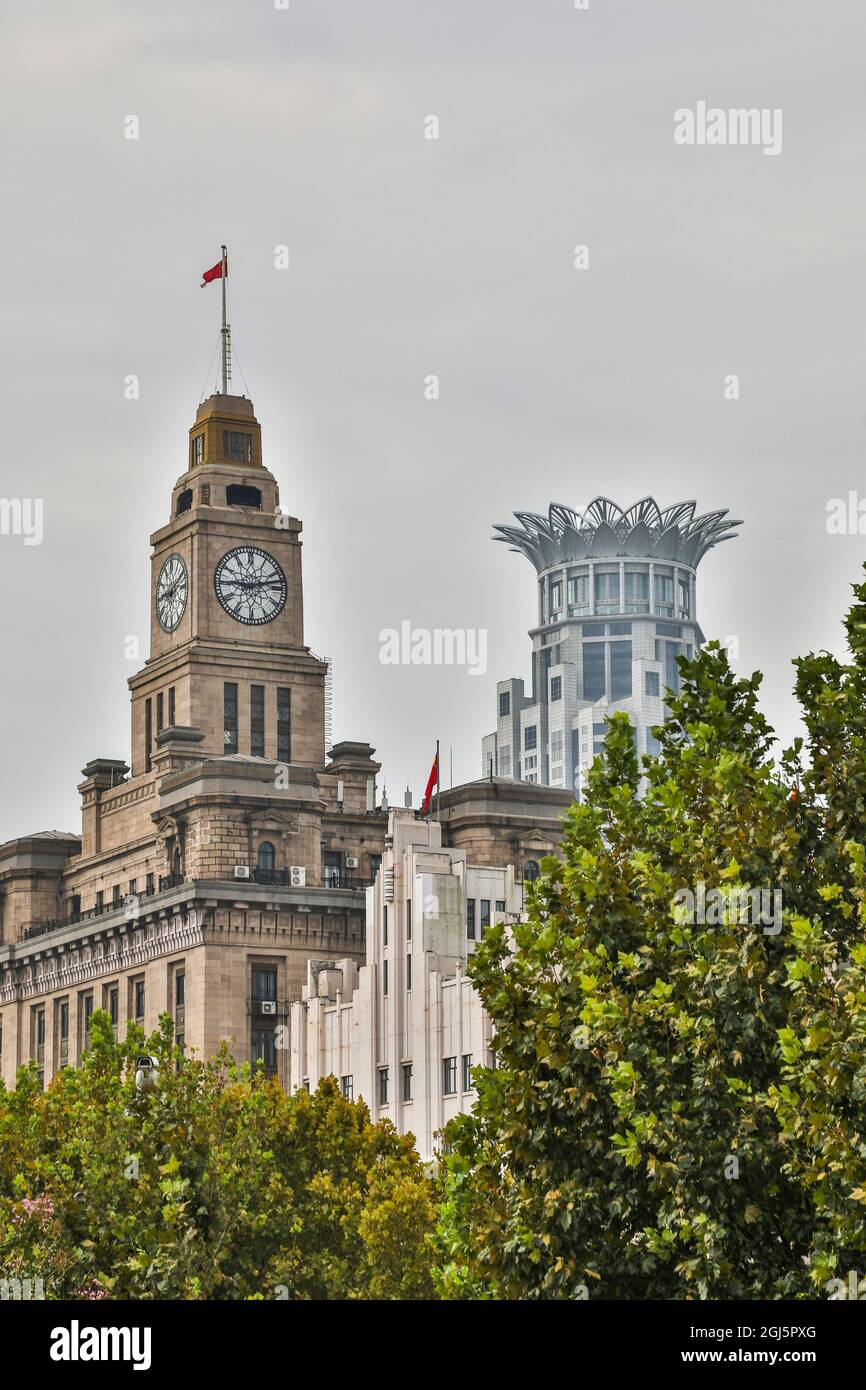 Asia, China, Shanghai, The Custom House Clock Tower and the Crown ...
