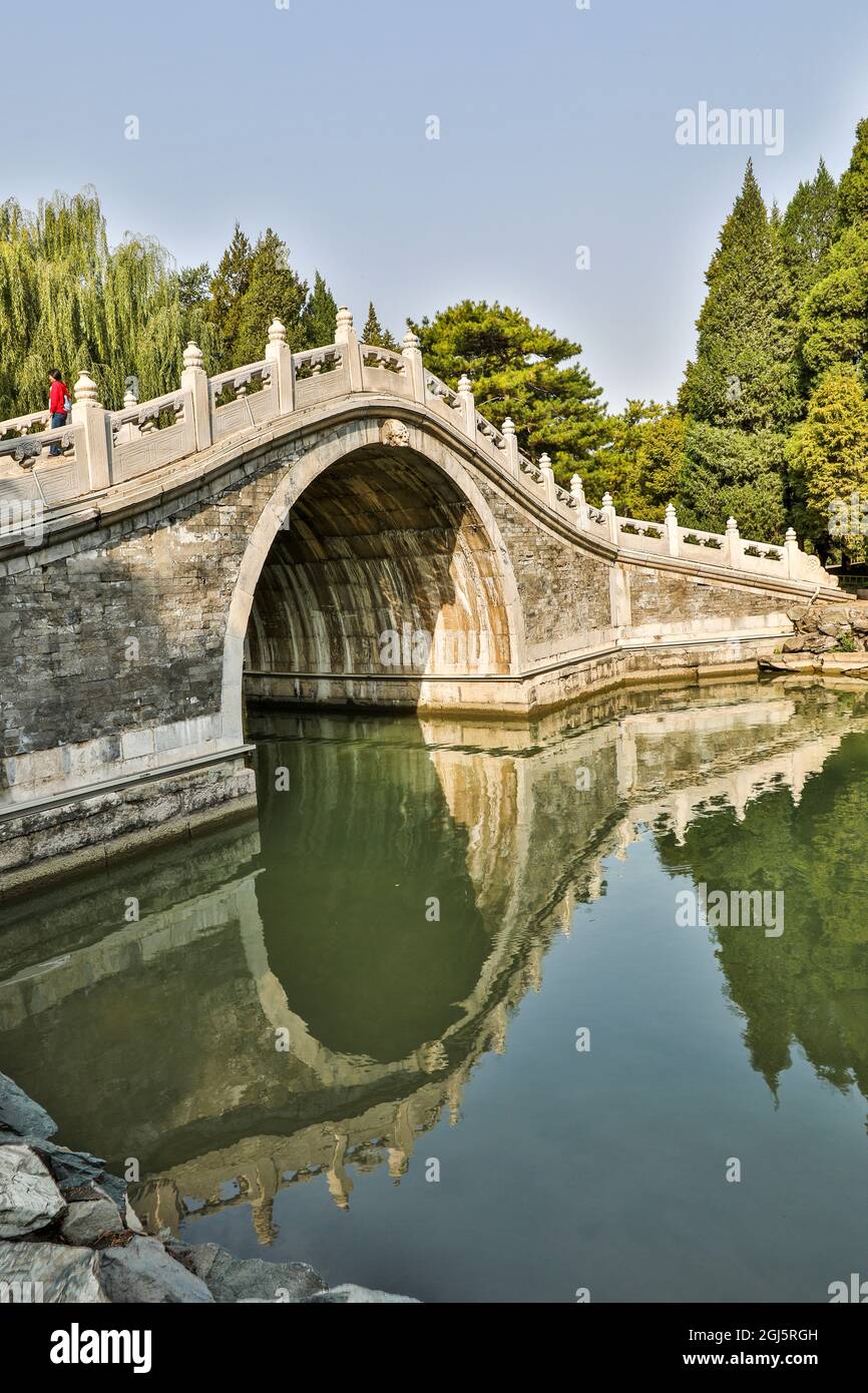 Asia, China, Beijing, Bridge at the Summer Palace of Empress Cixi Stock ...